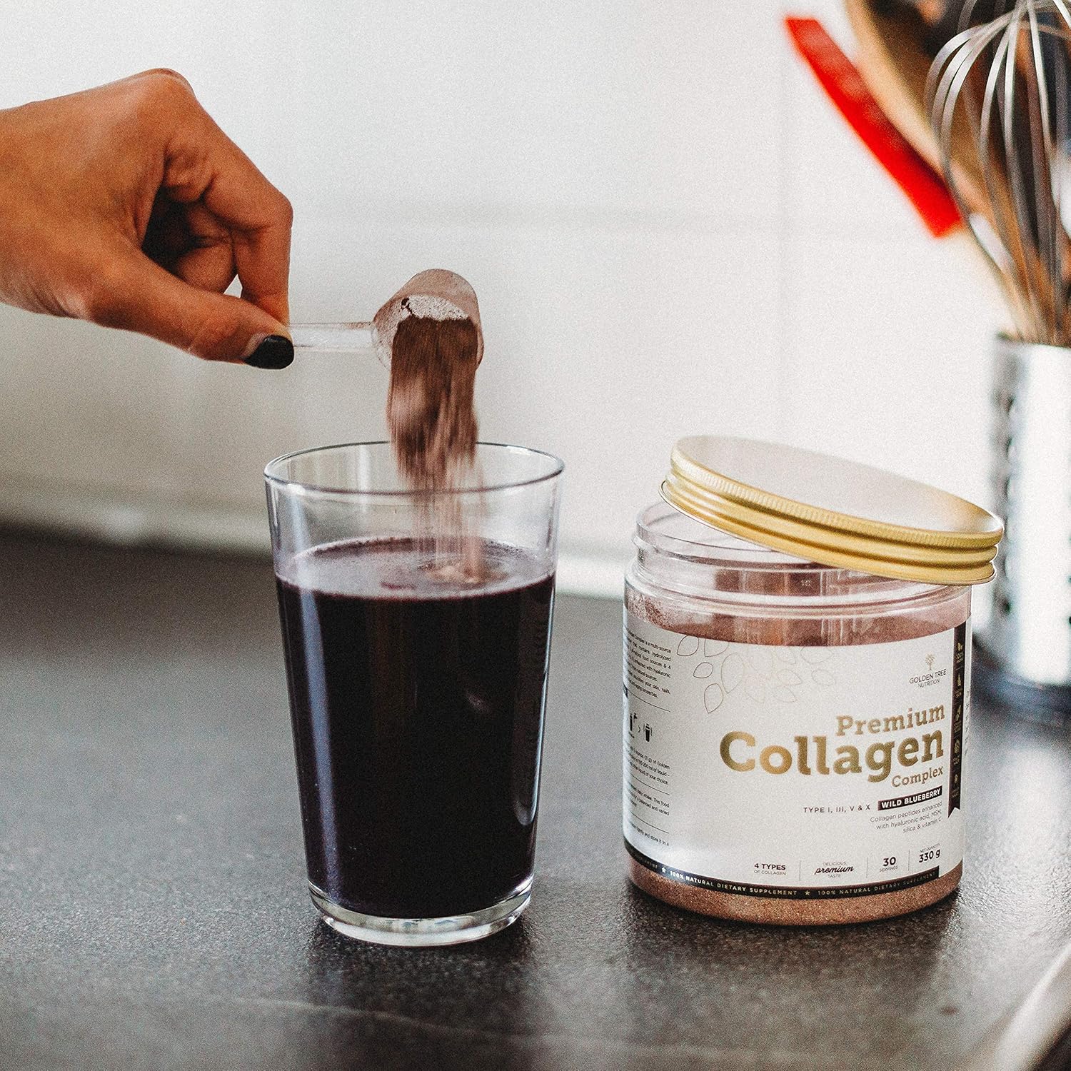 Golden Tree Premium Collagen Complex Powder, 330g, 30 Servings, 4 Types ...