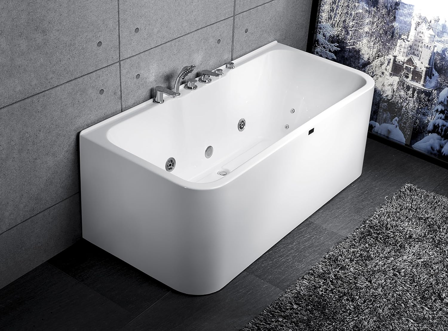 Exclusive whirlpool Badewanne an 3 Seiten geschlossen Acryl mit Armatur ...