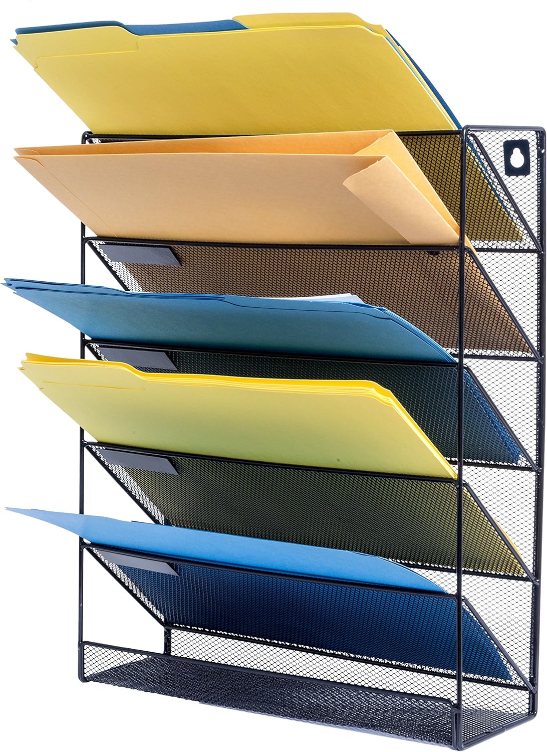 5 Tray Wall File Organizer, Metal Mesh Organizer with 5 Trays, Perfect ...
