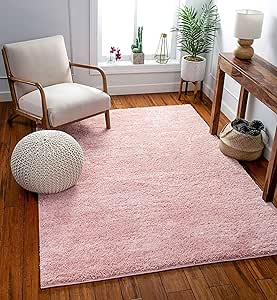 Amazon.com: Well Woven Solid Color Blush Pink Soft Shag Area Rug (3'11 ...