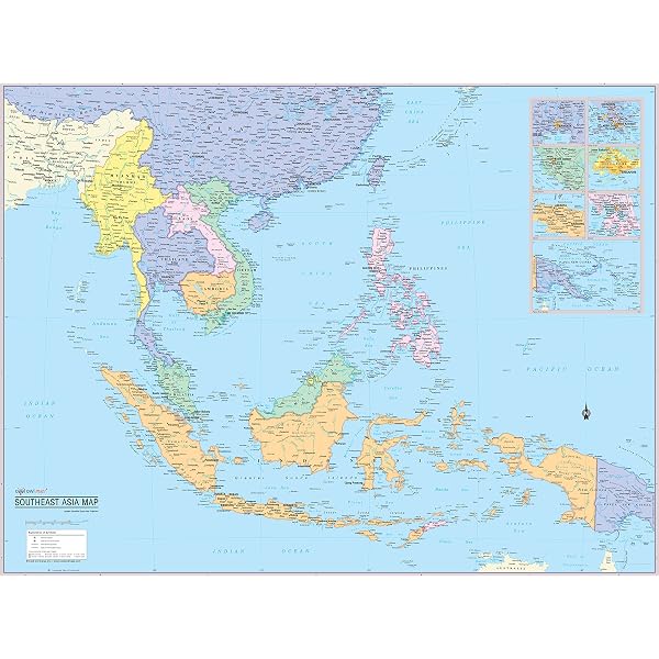Of East National Geographic Southeast Asia Classic Political Wall Map ...