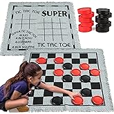 Amazon.com: Giant Checkers Board Game and Jumbo Tic Tac Toe 3-in-1 Set ...