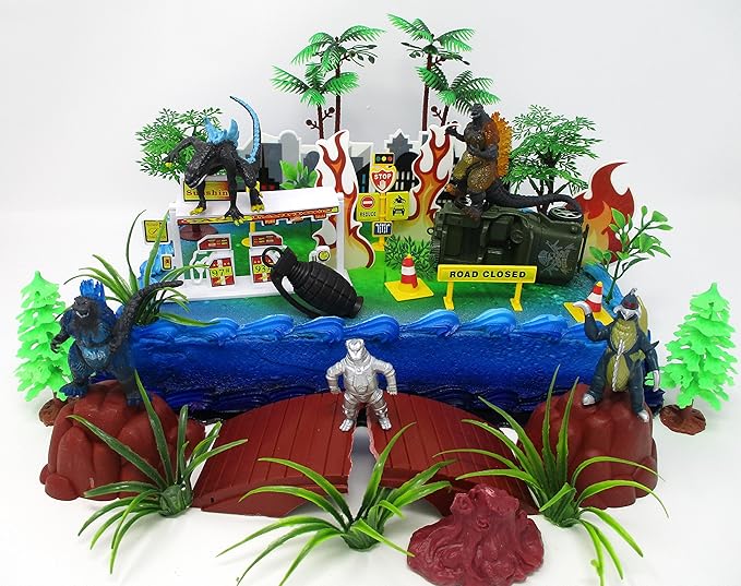 GODZILLA Deluxe Birthday Cake Topper Set Featuring Random Godzilla ...