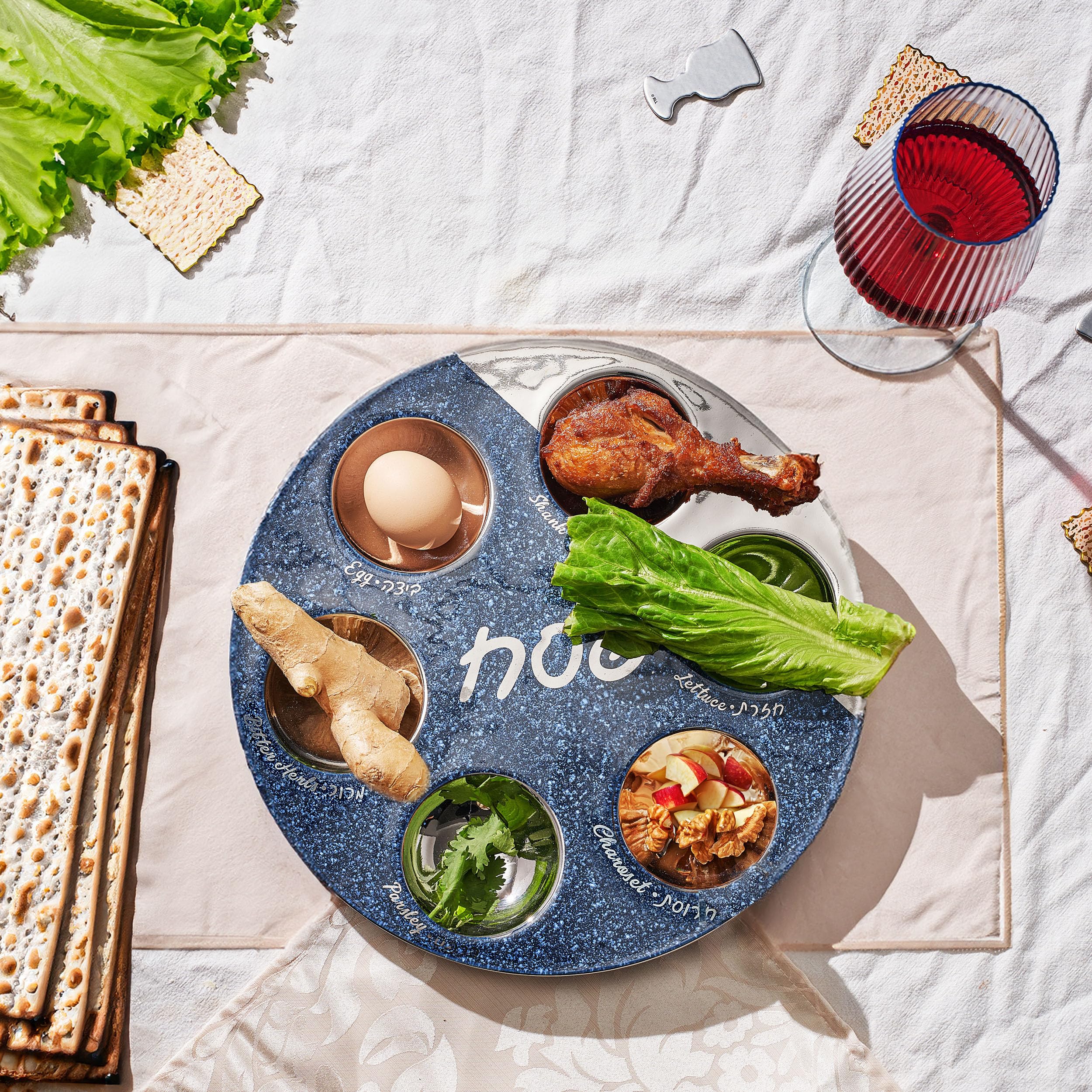 Rite Lite Starry Night Ceramic Seder Plate – Elegant Navy Blue & Silver ...