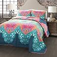 Amazon.com: Lush Decor Boho Chic Reversible Cotton Quilt 3-Piece Set ...
