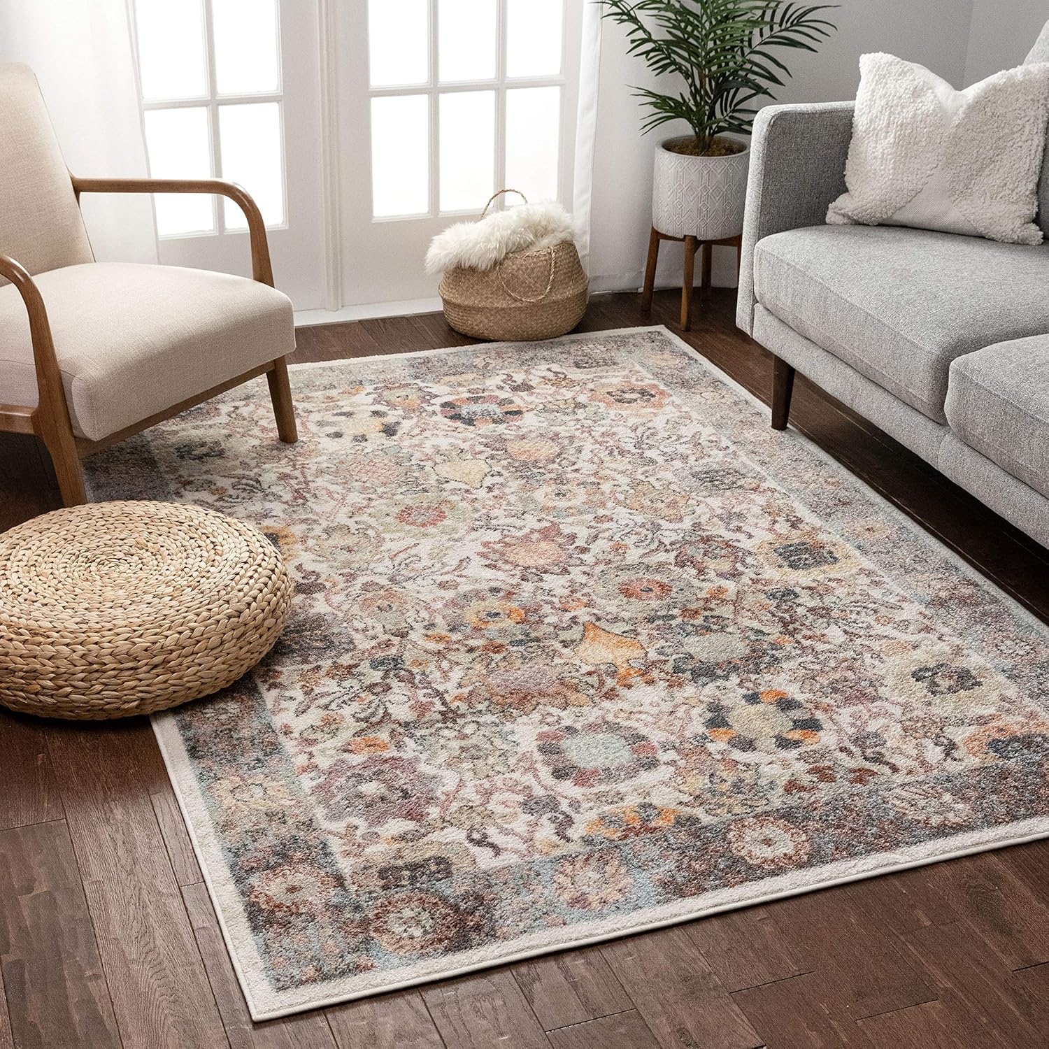 Amazon.com: Well Woven Ginny Vintage Ivory Oriental Floral Pattern Area ...