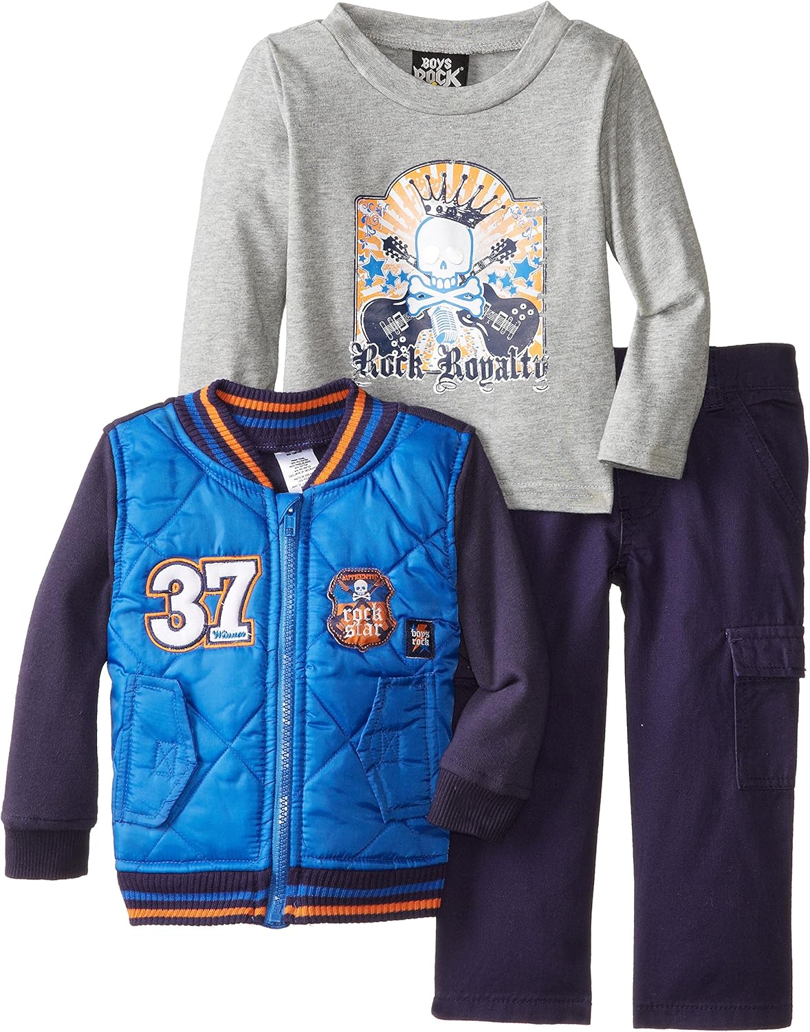 Amazon.com: Boys' Rock Baby Boys' 3 Piece Quilted Nylon Fleece Set Rock ...