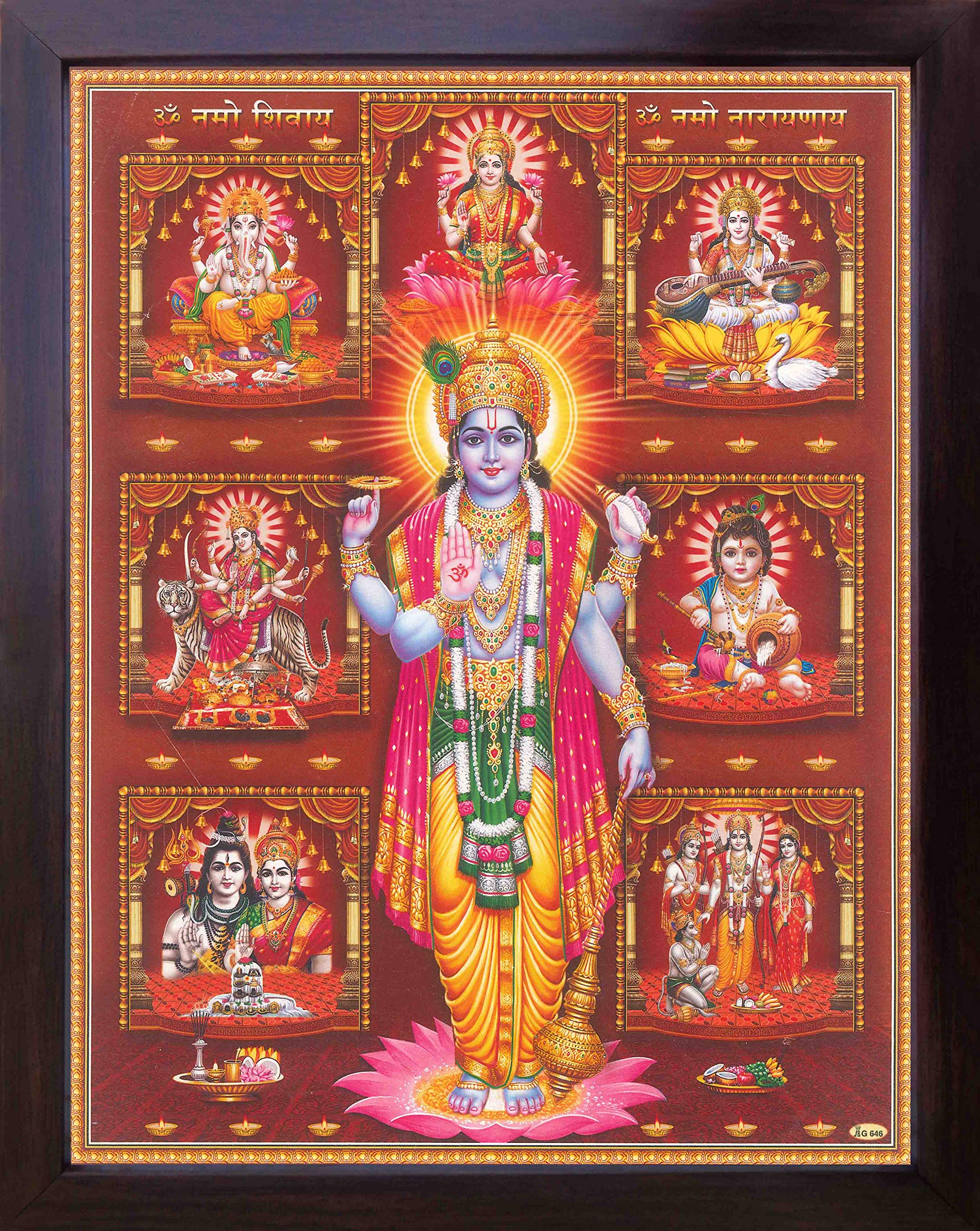 Buy Hindu Supreme Lord Vishnu with Other God Like Krishna, Ganesha ...