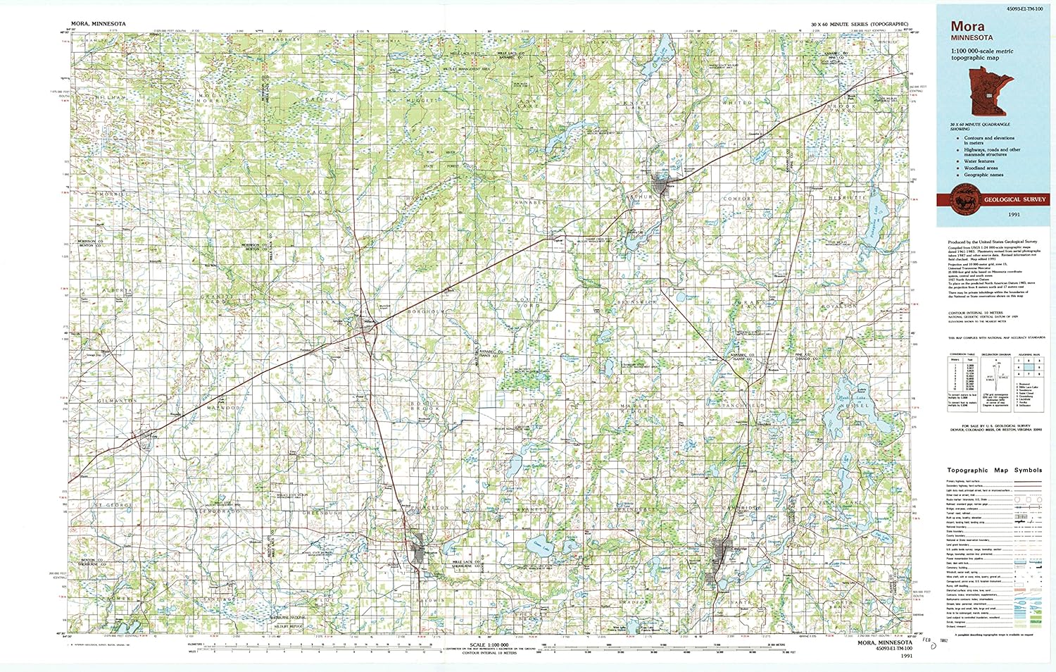 Amazon.com : YellowMaps Mora MN topo map, 1:100000 Scale, 30 X 60 ...