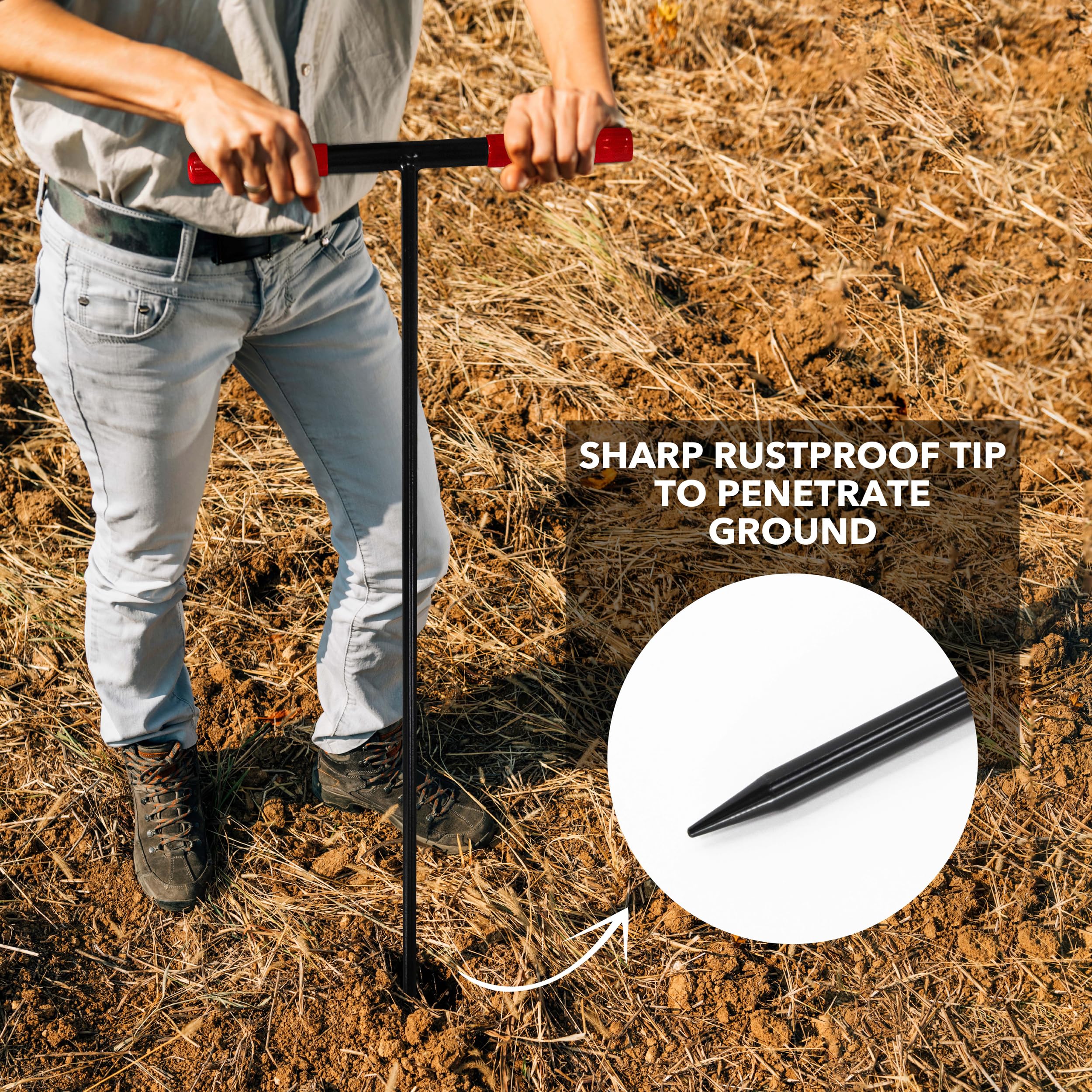 HOMESTEAD 48-Inch Soil Probe Rod With Wide T Handle, Comfortable Grip ...