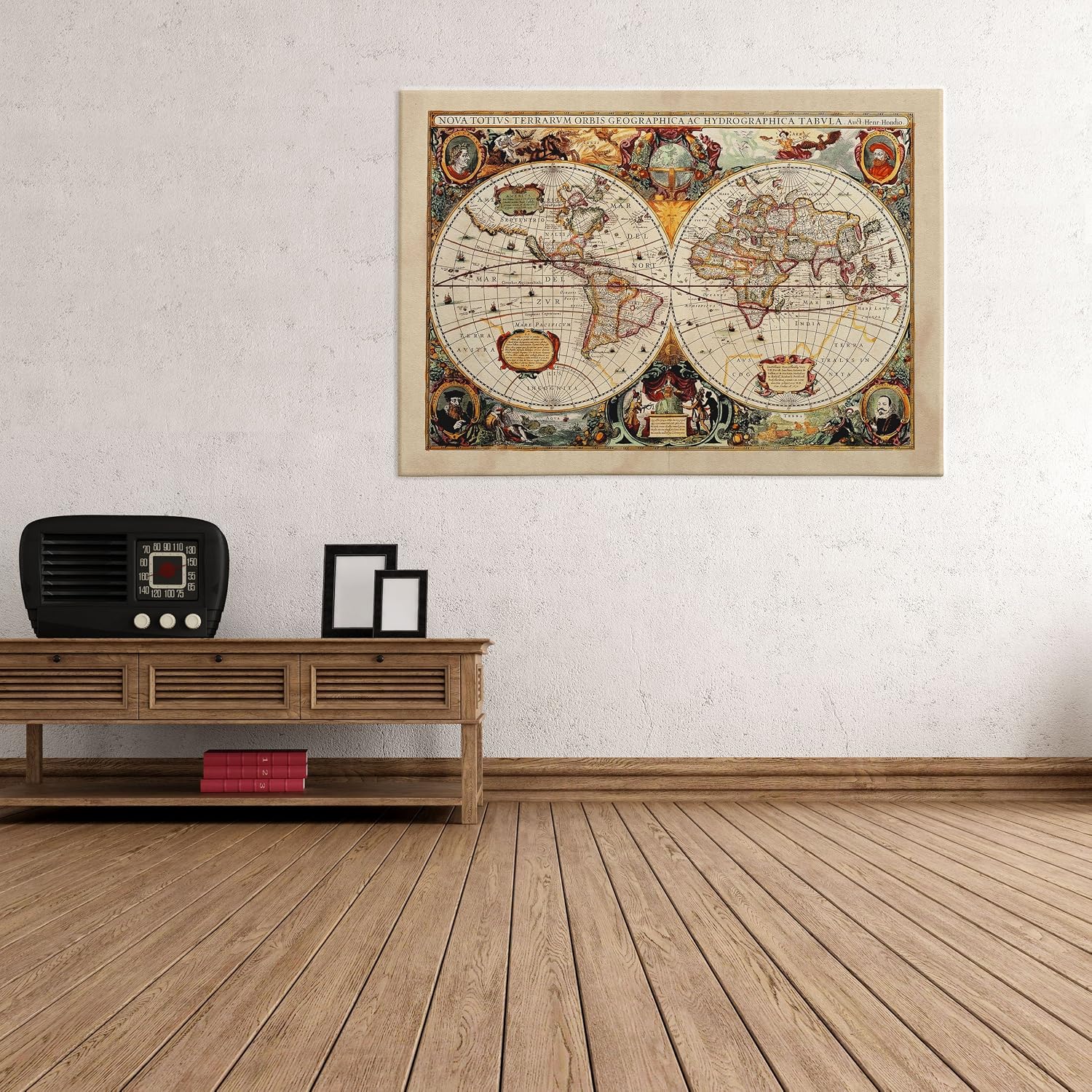 Arte cod.016 30x40cm Terra World Map Antica Mappa 1646 Mondo QUADRO SU ...