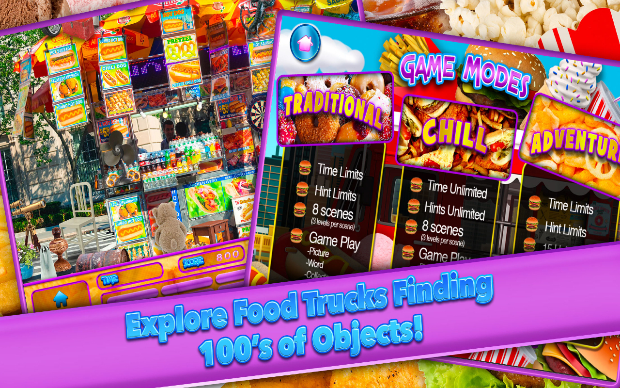 Hidden Objects Food Truck & Junk Foods – Pizza, Candy, Chocolate ...