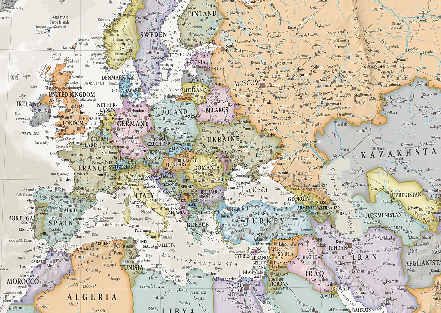 Maps Maps International Huge World Map Laminated 197 x 116.5cm Classic ...