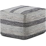 Amazon.com: SIMPLIHOME Nate Square Pouf, Footstool, Upholstered in Patterned Teal Melange Hand ...