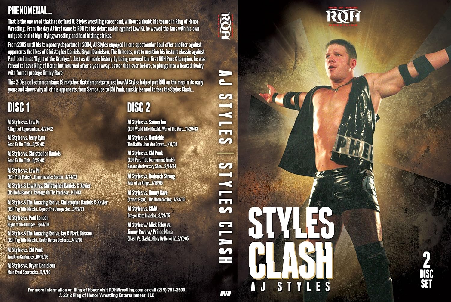 Official Ring of Honor ROH - Best of AJ Styles: Styles Clash 2 Disc Set ...