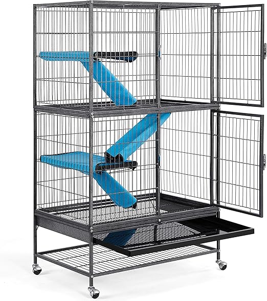 Yaheetech Grande Cage pour Rongeur 4 Niveaux, Cage pour Furets ...