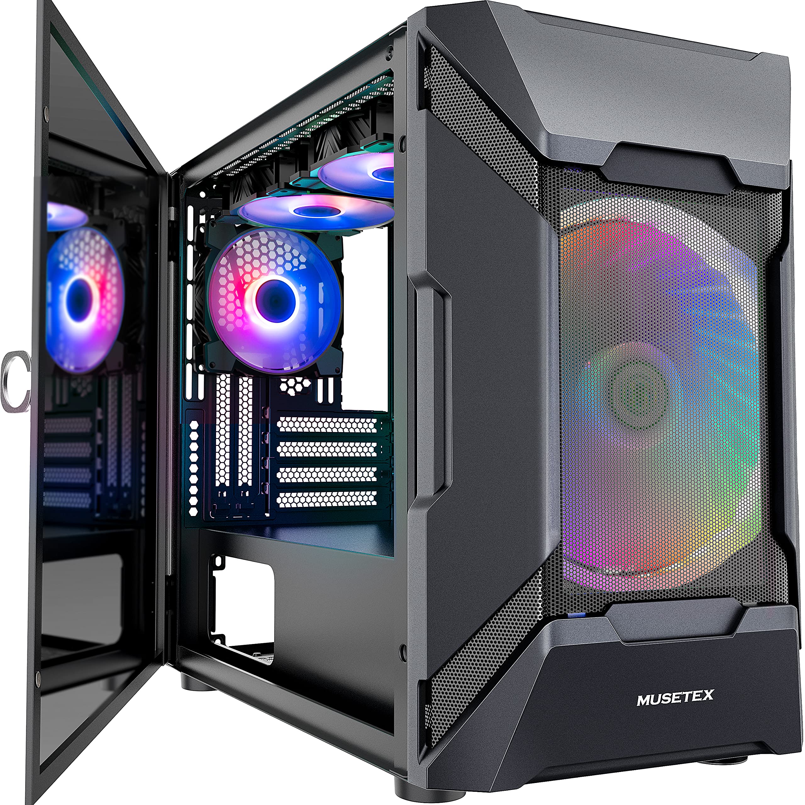 Mua MUSETEX MATX (Micro-ATX) Tower Computer Case 3 PCS 120MM ARGB Fans ...