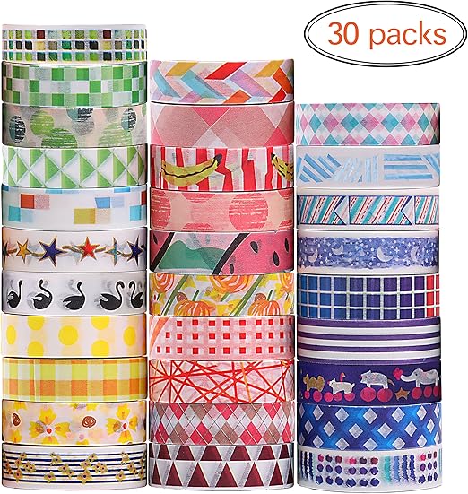 Amazon.com: Ninico Washi Tape Set of 30, Decorative Adhesive Paper ...