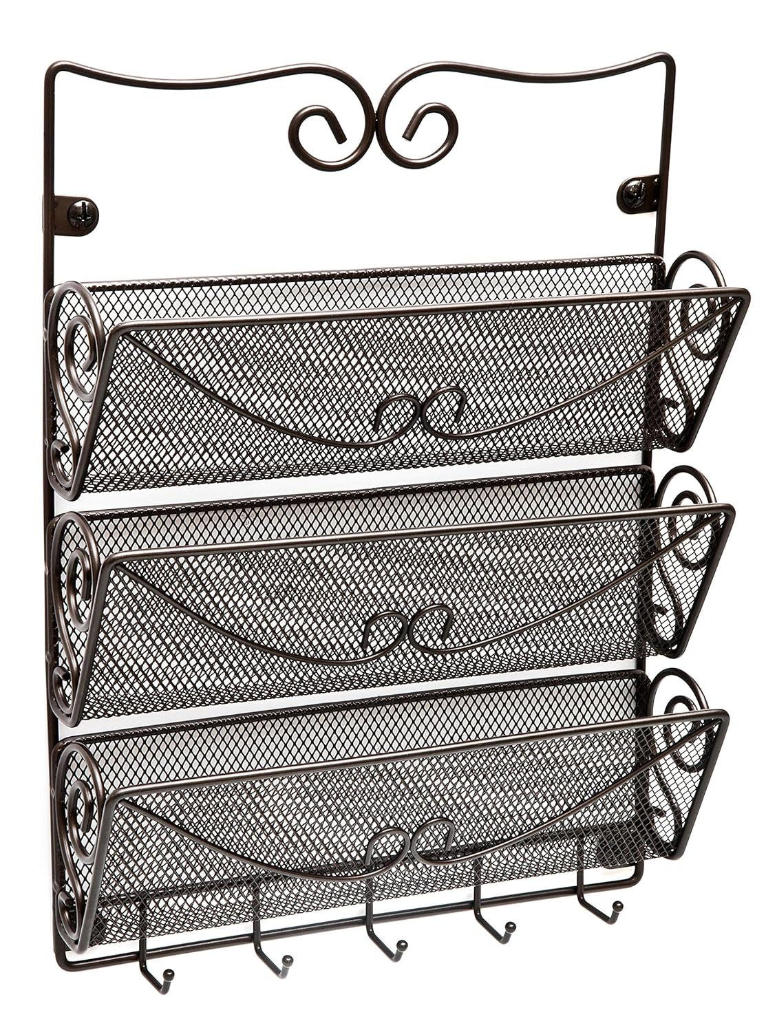 Amtido 3-Tier Wall Mount Letter Rack & Key Holder - Letter Organiser ...