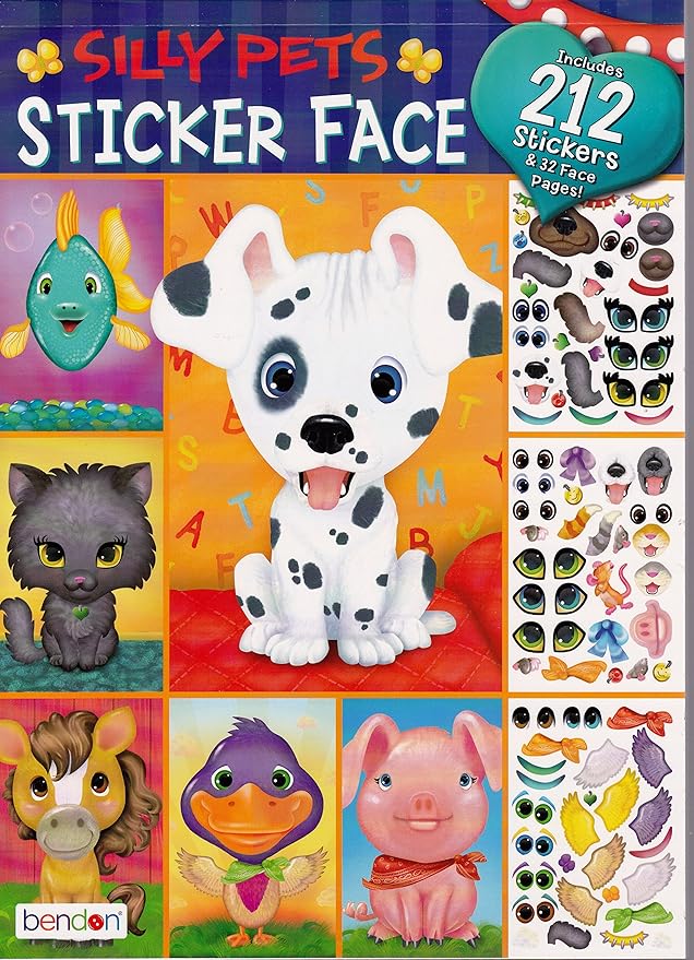 Amazon.com: Bendon Silly Pets Face Repositional Stickers Fun Activity ...