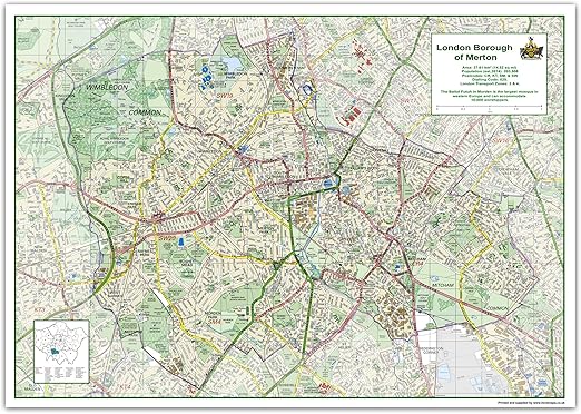 London Borough of Merton Map - Size 118.9 x 84.1 cm: Amazon.co.uk ...
