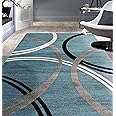 Amazon.com: Rugshop Modern Wavy Circles Design Area Rug 5' 3" x 7' 3 ...