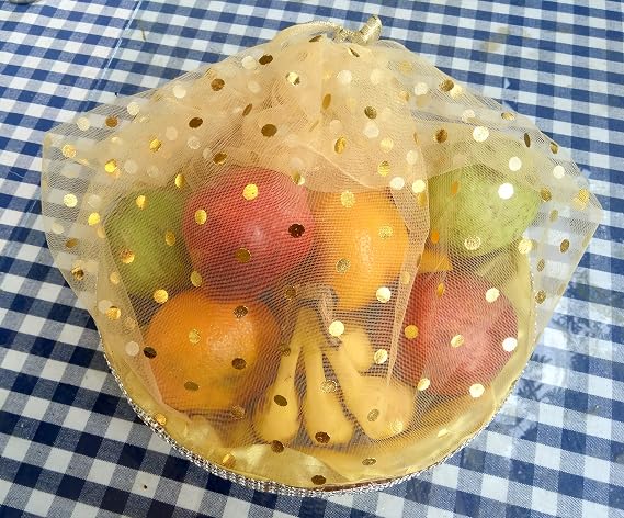 AccuPrints Handmade Fruit Basket with Net Cover for Fruits and ...