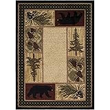 Amazon.com: Rustic Lodge, Bear Cabin 5x7 Area Rug, 5'3"x7'3" Multi 7463 ...