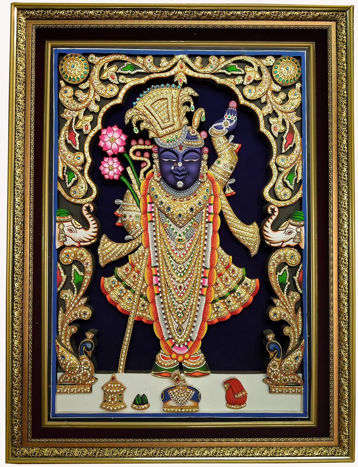 Mukund Arts Shreenathji Shrinathji Sehra Hand Wood Painting Gold Leaf ...