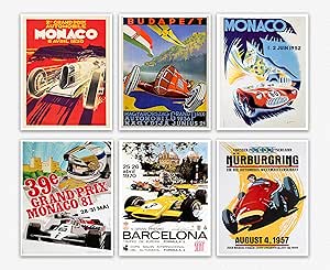 Amazon.com: Set of 6 Car Racing Grand Prix Posters F Poster Formula ...