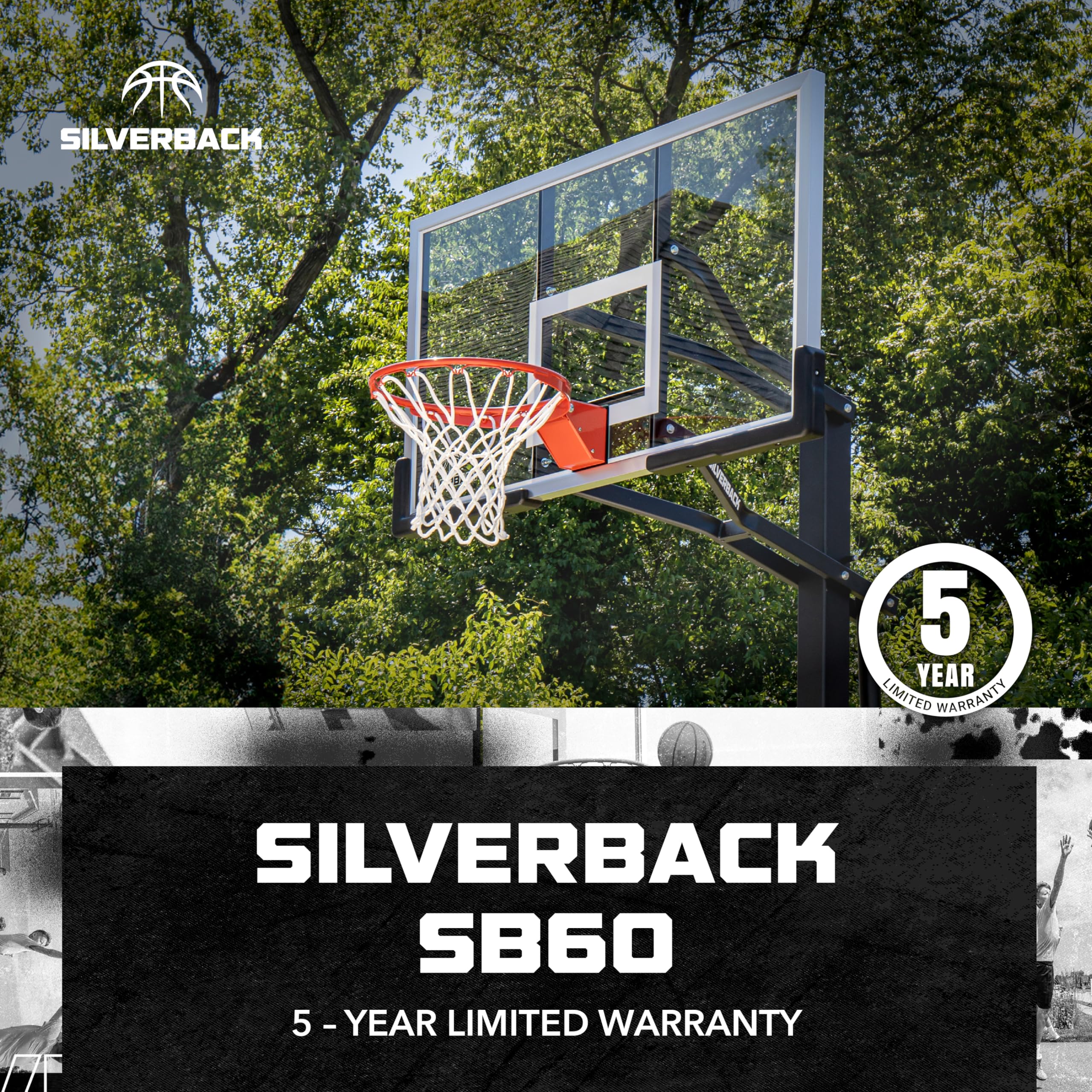 Silverback 60" In-Ground Basketball System With Adjustable-Height ...