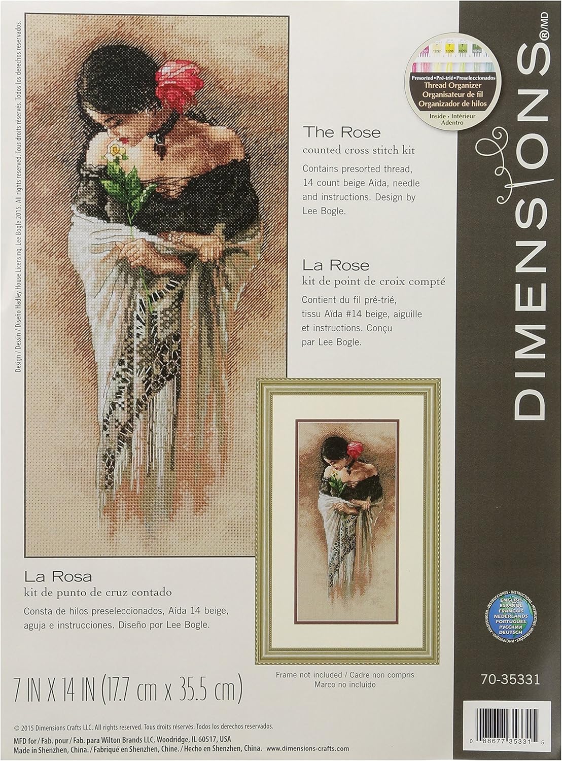 Amazon.com: DIMENSIONS Woman with Rose Counted Cross Stitch Kit, 14 ...