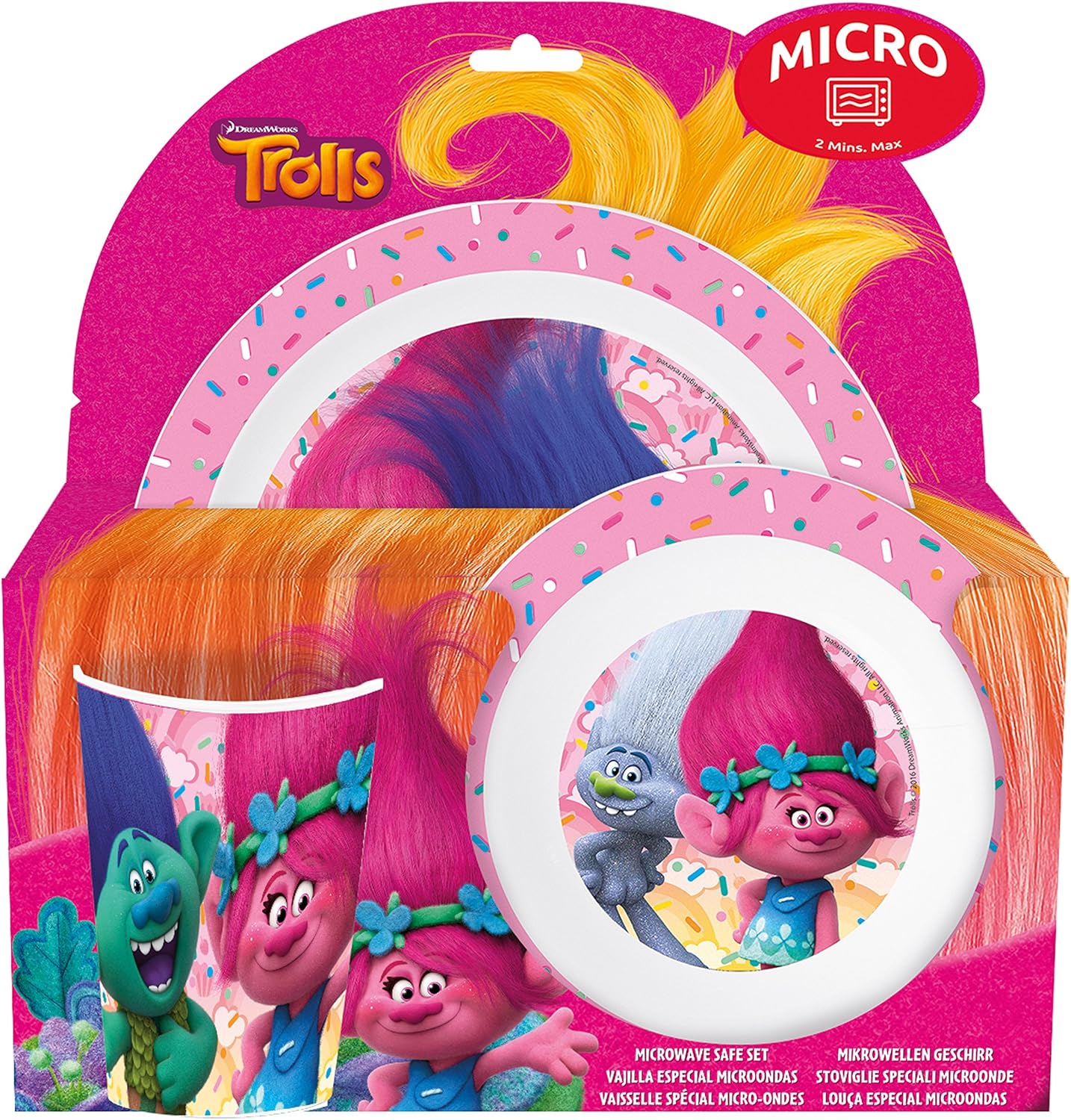 Joy Toy “Trolls Dinnerware-Set, Multi-Colour, 3-Piece – BigaMart