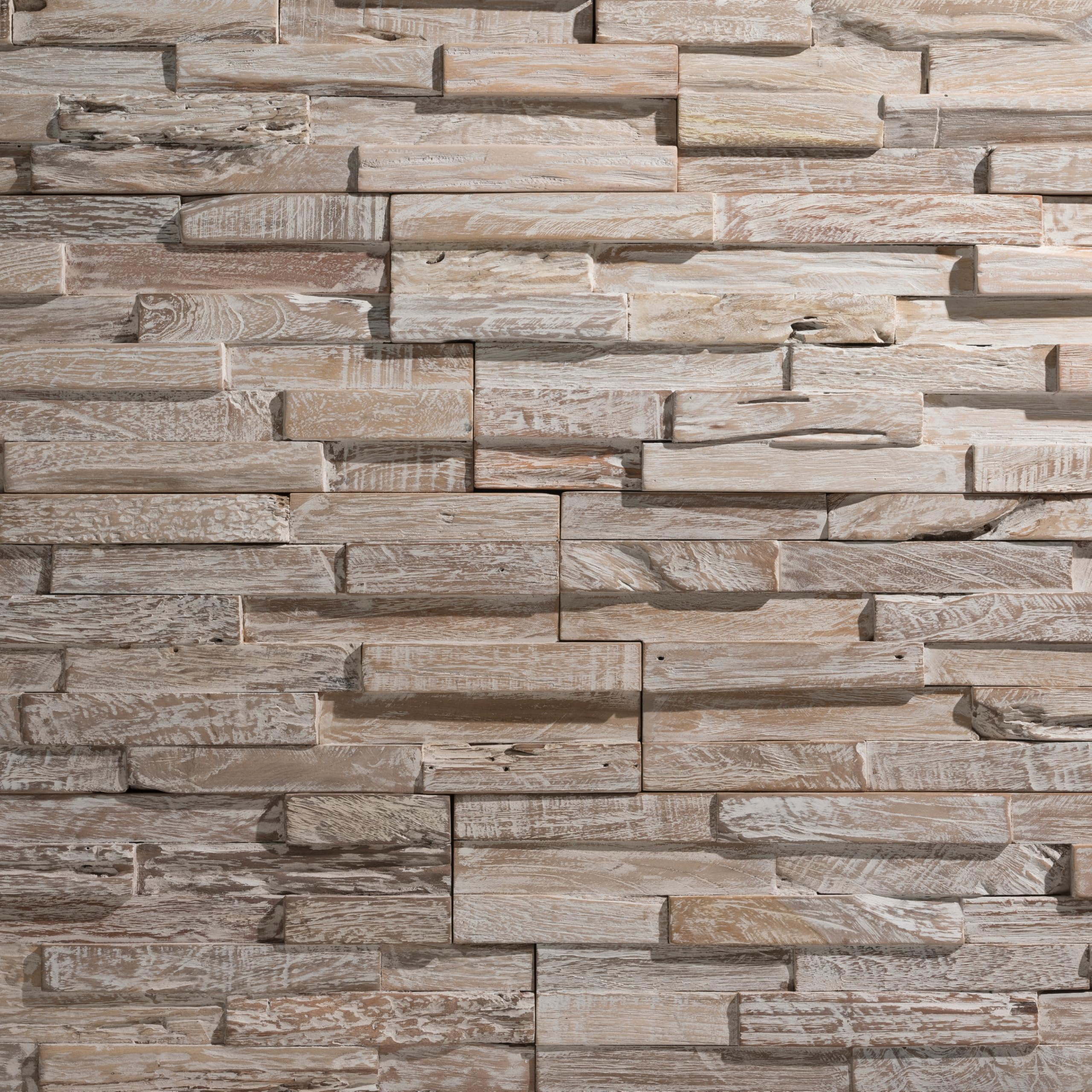Wall!Supply UltraWood Whitewash Reclaimed Teak Wood 3D Wall Panels ...