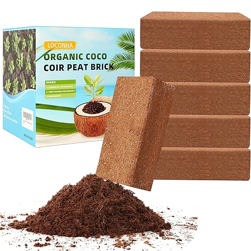 Coco Coir Bricks 6 Pack Premium 100% Organic Peat Moss, Fiber Coconut ...