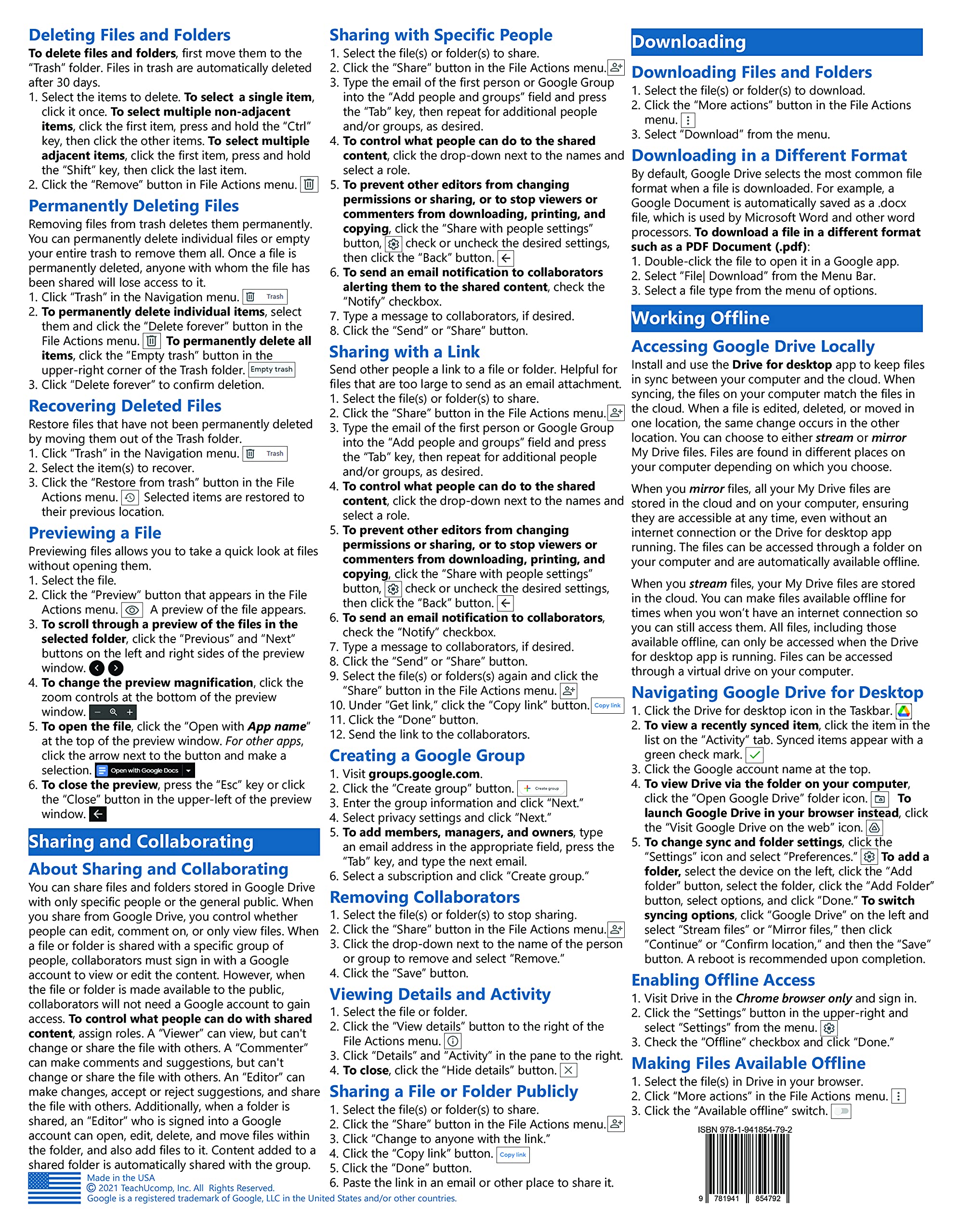 Mua Google Drive Quick Reference Training Card - Laminated Tutorial ...