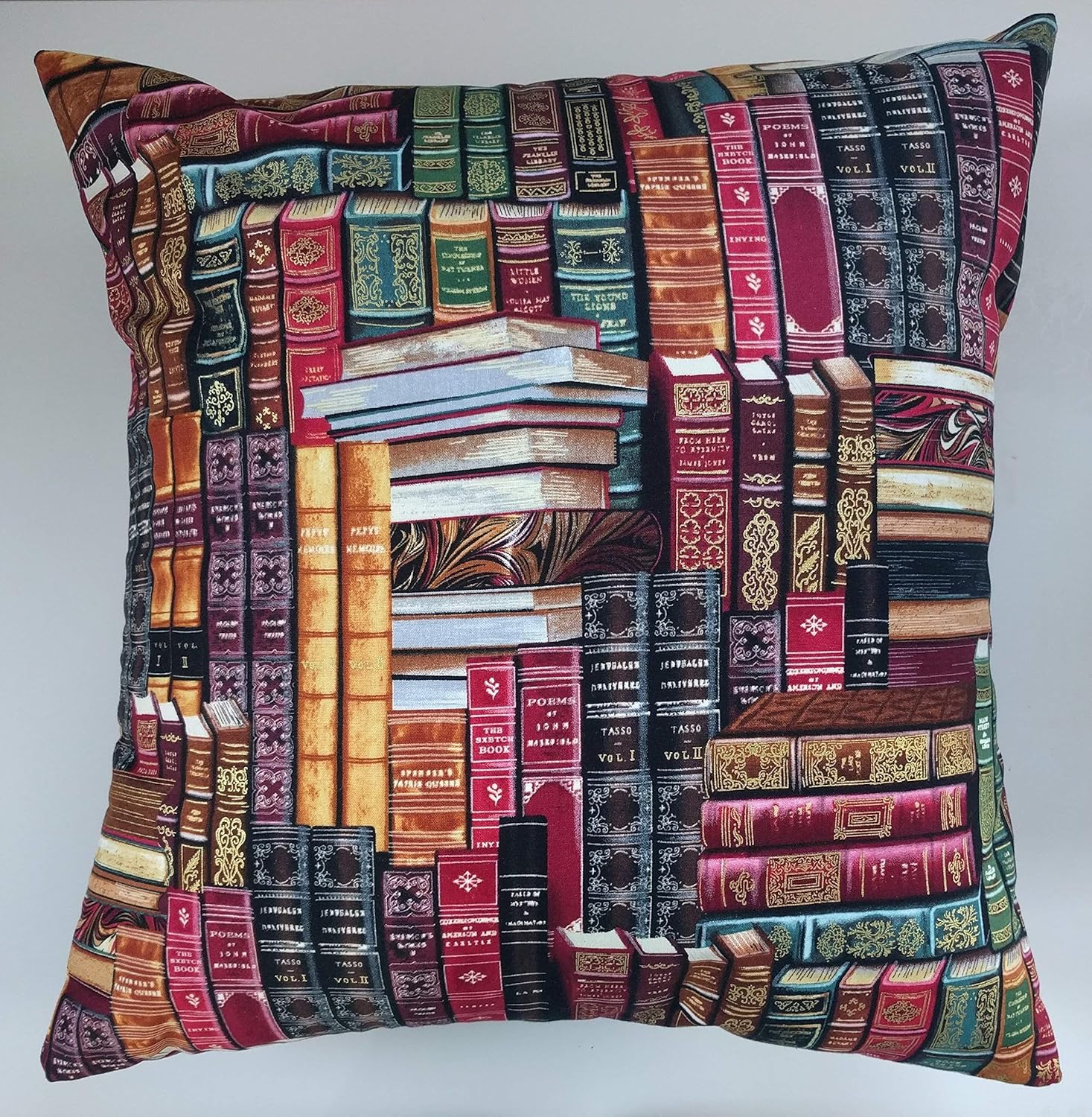 Cushion Cover in Gold Library Books 14" 16" 18" 20" 22" 24": Amazon.co ...