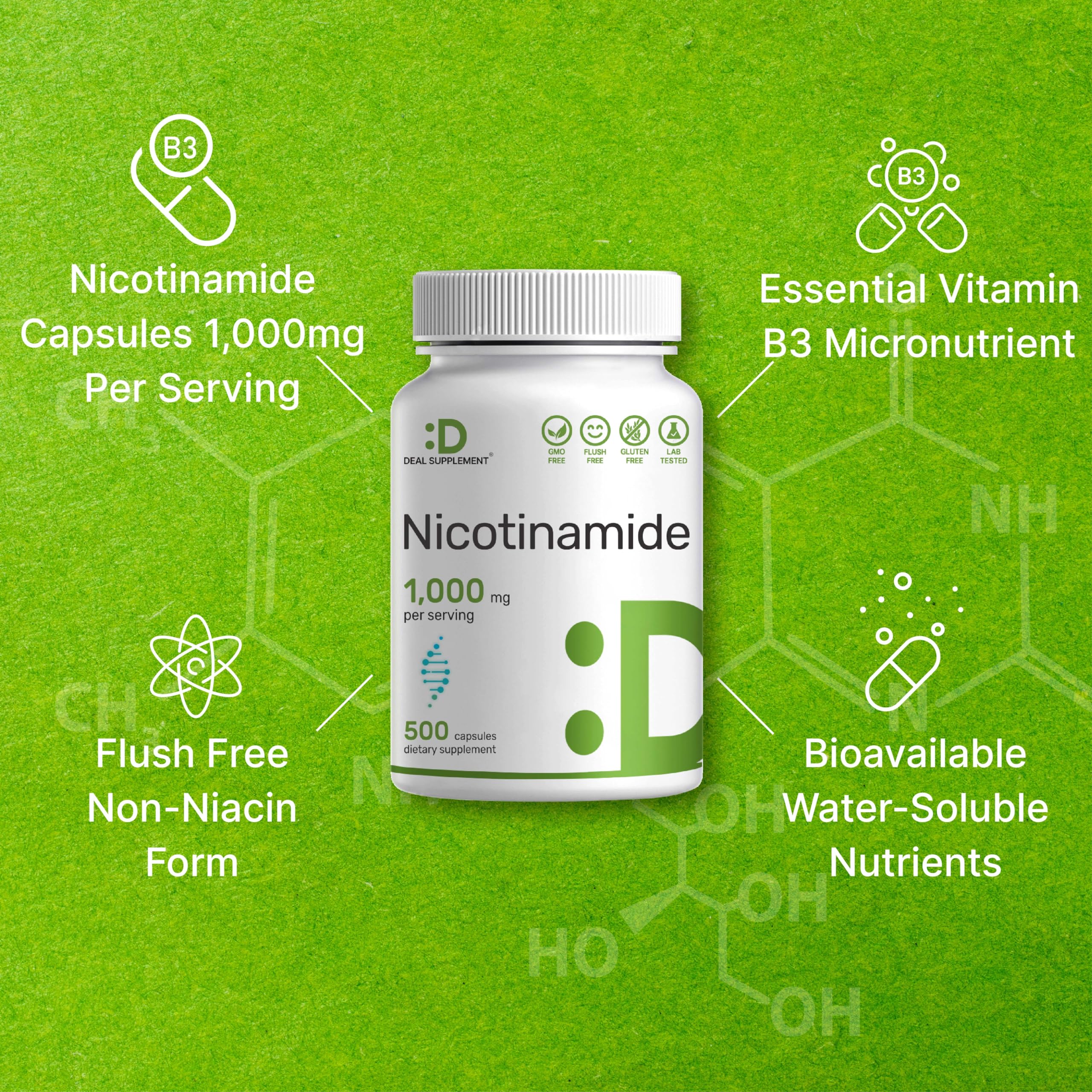 Mua Vitamin B3 Nicotinamide 1,000mg Per Serving – 500 Capsules, Flush Free Niacin, Essential B3 ...