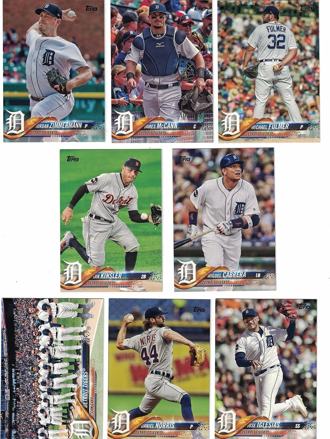 Detroit Tigers/Complete 2018 Topps Series 1 & 2 Baseball 15 Card Team ...