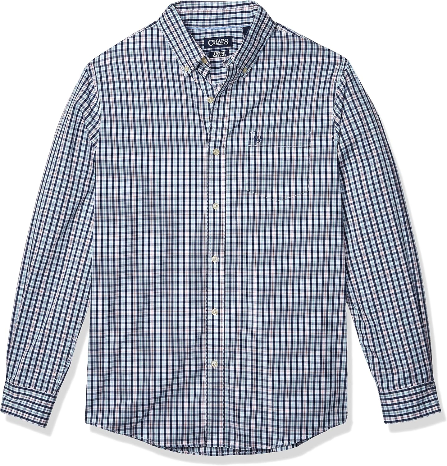 CHAPS Men's Classic Fit Long Sleeve Stretch Easy Care Shirt, White ...