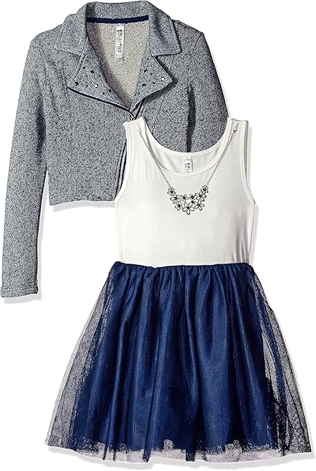 Beautees - Vestido para niña (2 Piezas), Azul Marino 2, 8: Amazon.com ...