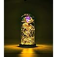 Galaxy Rose Flower Infinity Rose in Glass Dome with Led Light String on ...