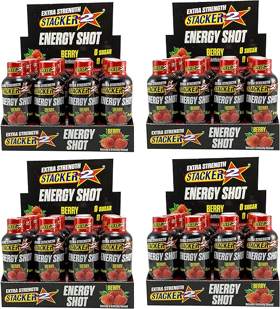 Amazon.com: Stacker 2 Extra Strength Berry Energy Shots, 48 Bottles 2 fl. oz: Health & Personal Care