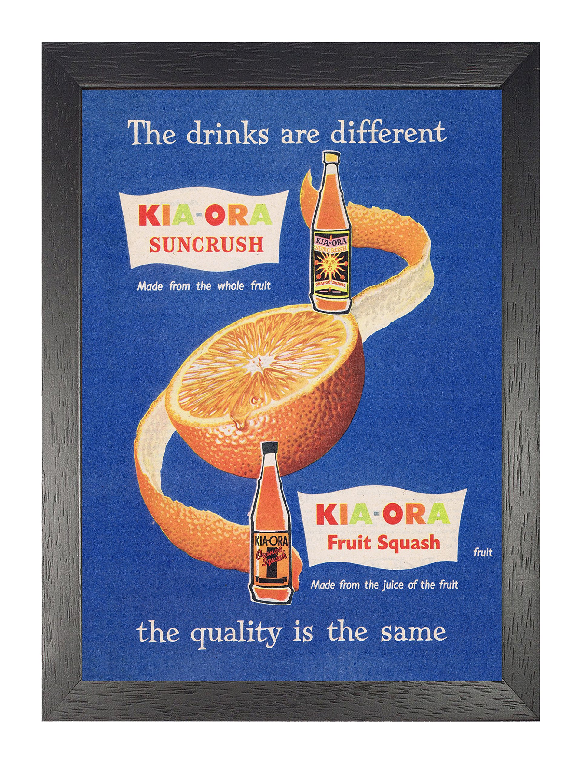 Buy Kia-Ora Orange Peel A4 Framed Suncrush Picture Vintage Squash Old ...