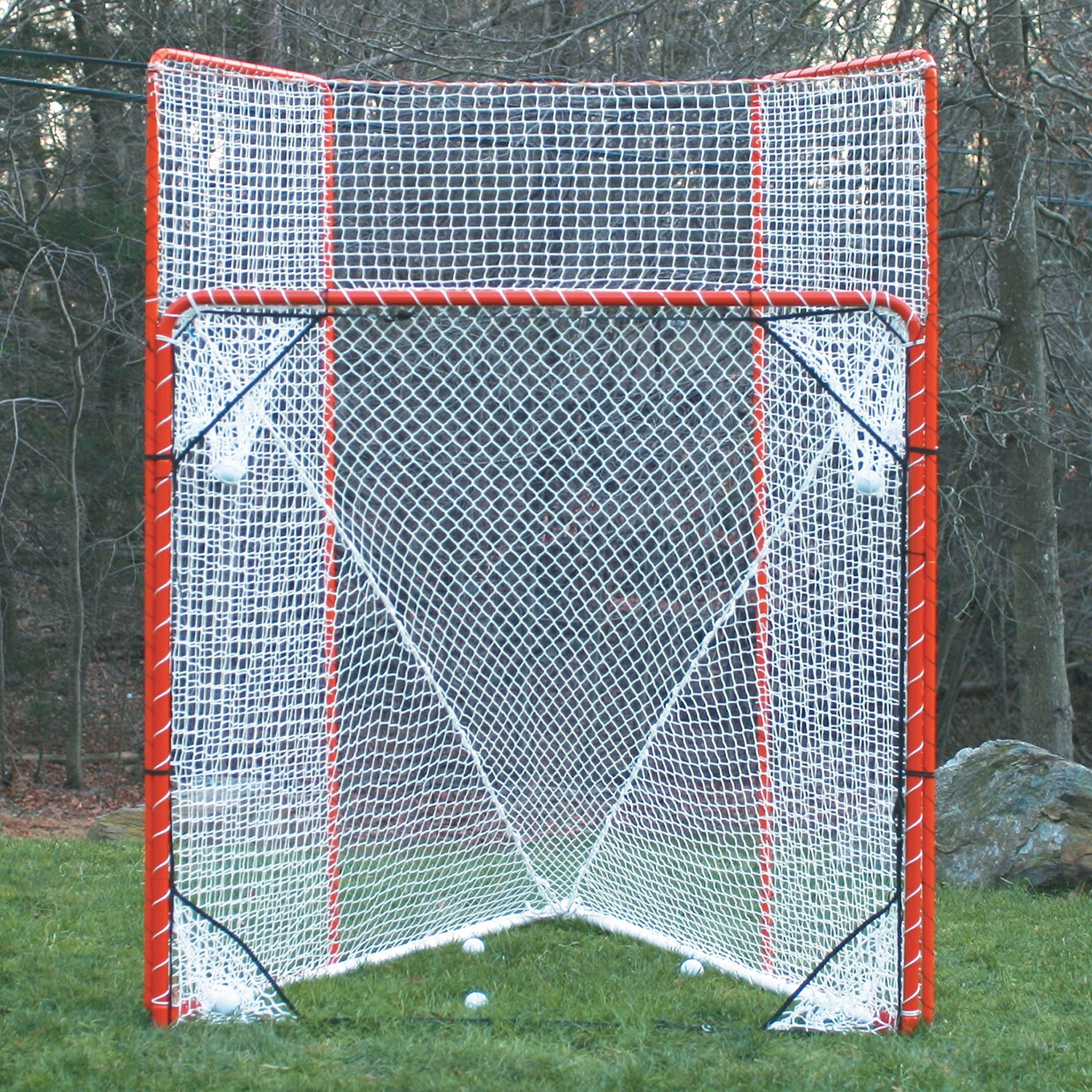 EZGoal Lacrosse Folding Goal with Backstop and Targets, Orange