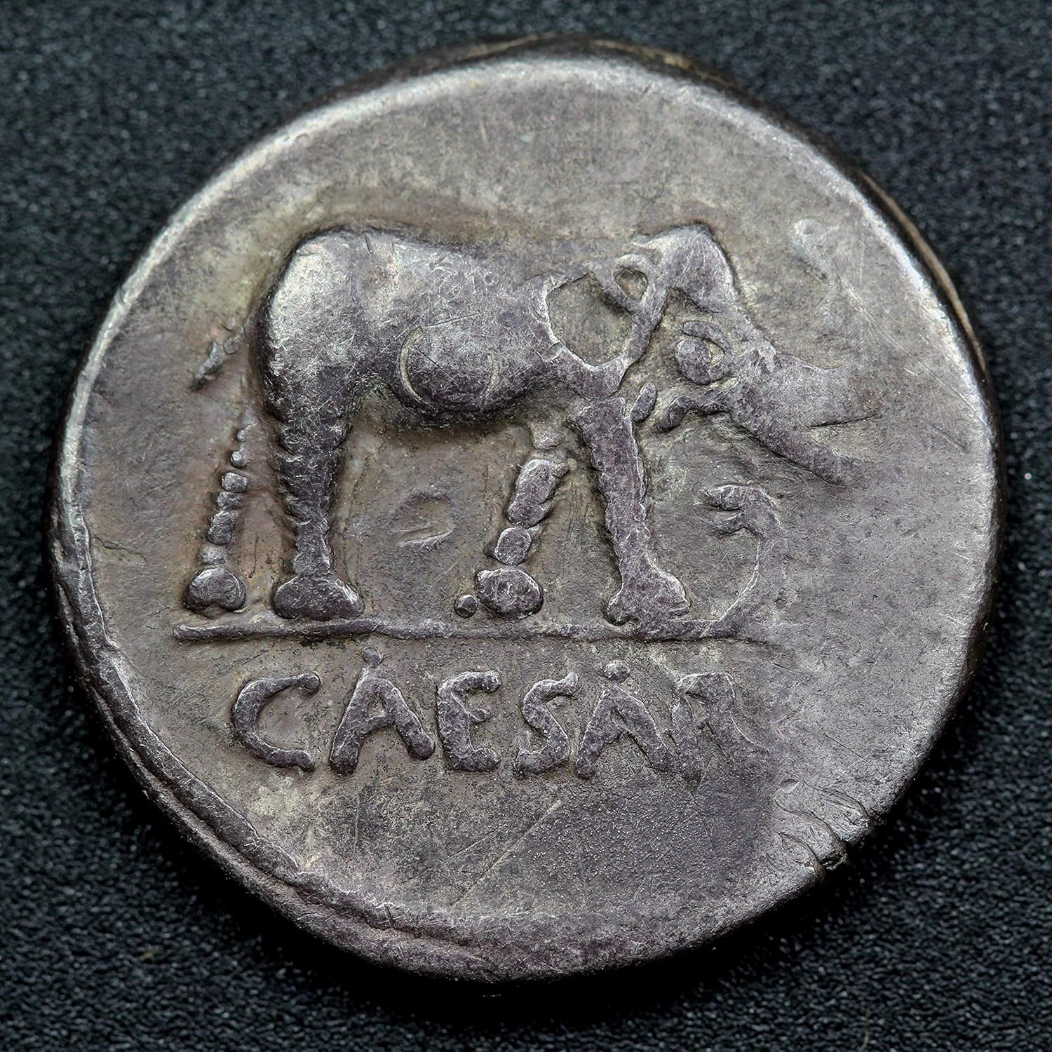 49 B.C. Ancient Roman Republic Silver Denarius Coin, Julius Caesar ...