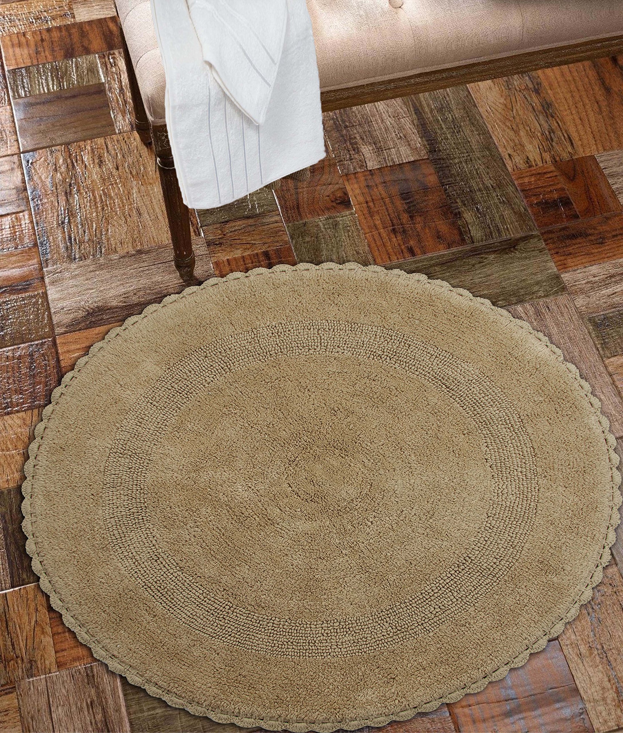 Saffron Fabs Bath Rug 100% Soft Cotton 36 Inch Round, Reversible ...