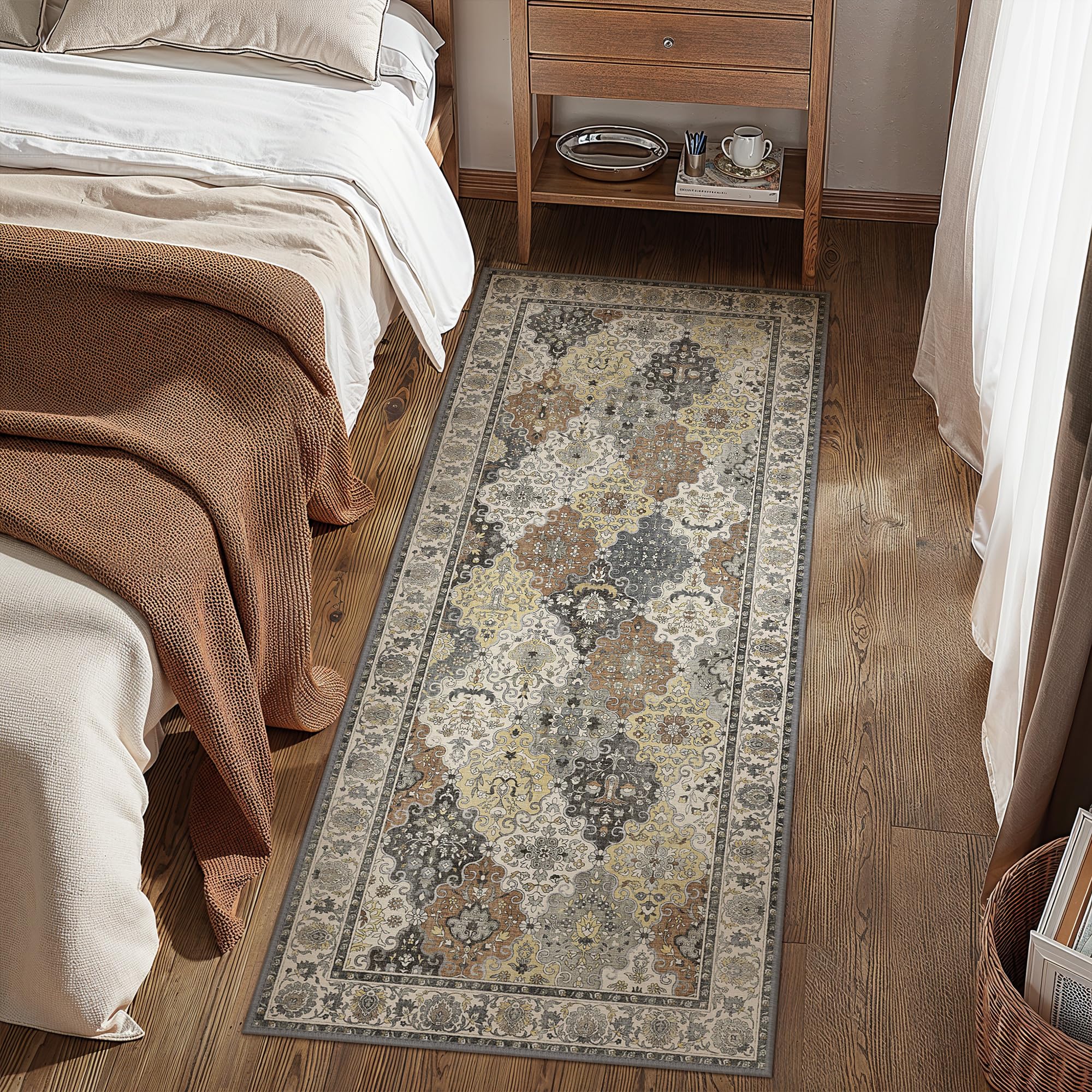2x5 Runner Rug Machine Washable Boho Runners for Hallway,Ultra-Thin Low ...
