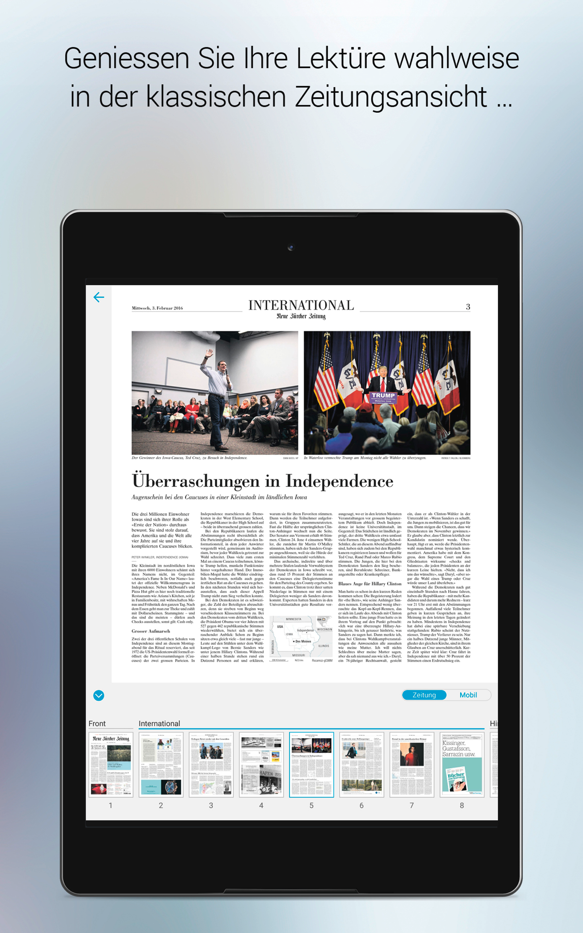 NZZ-E-Paper für die «Neue Zürcher Zeitung», die «NZZ am Sonntag» und ...