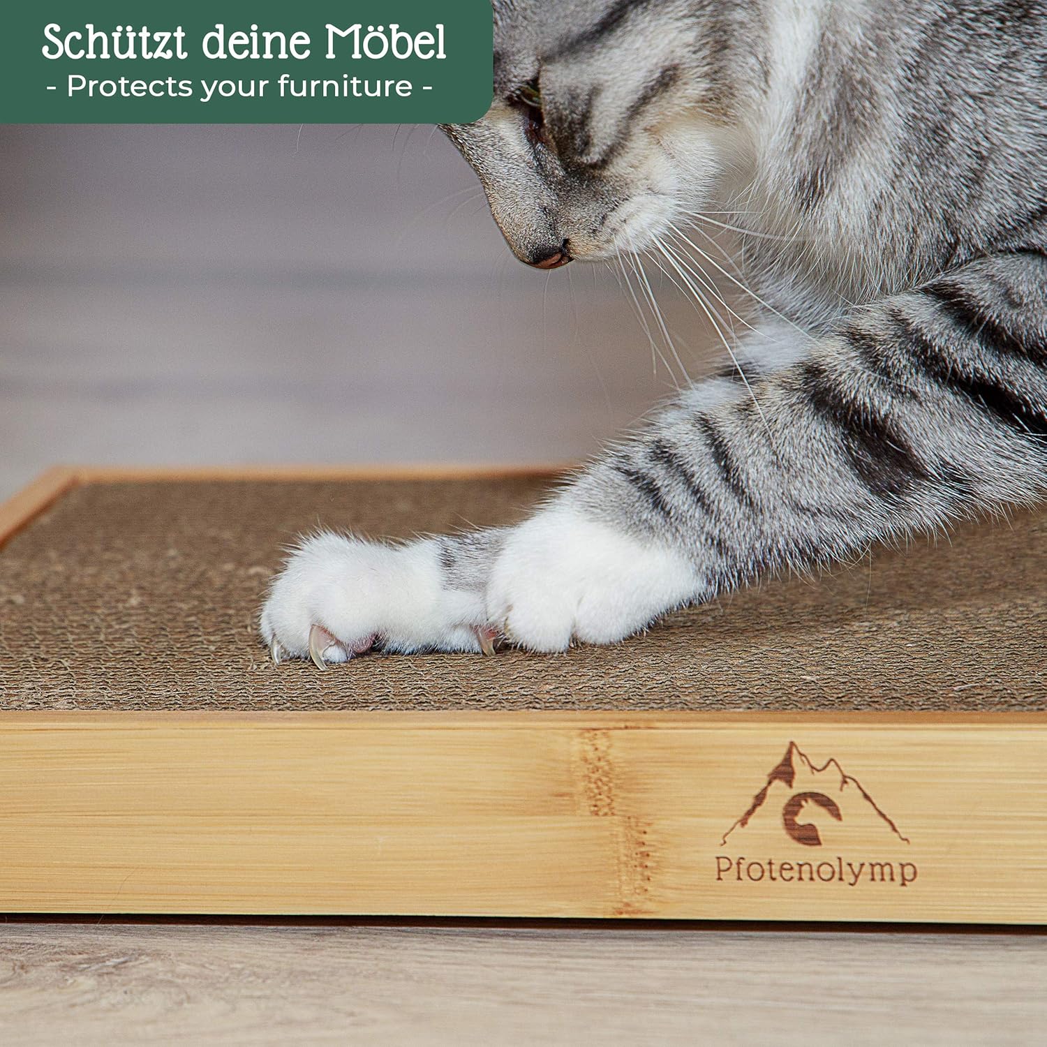 Pfotenolymp® Scratching Board with Bamboo Frame/Scratching Mat for Cats ...